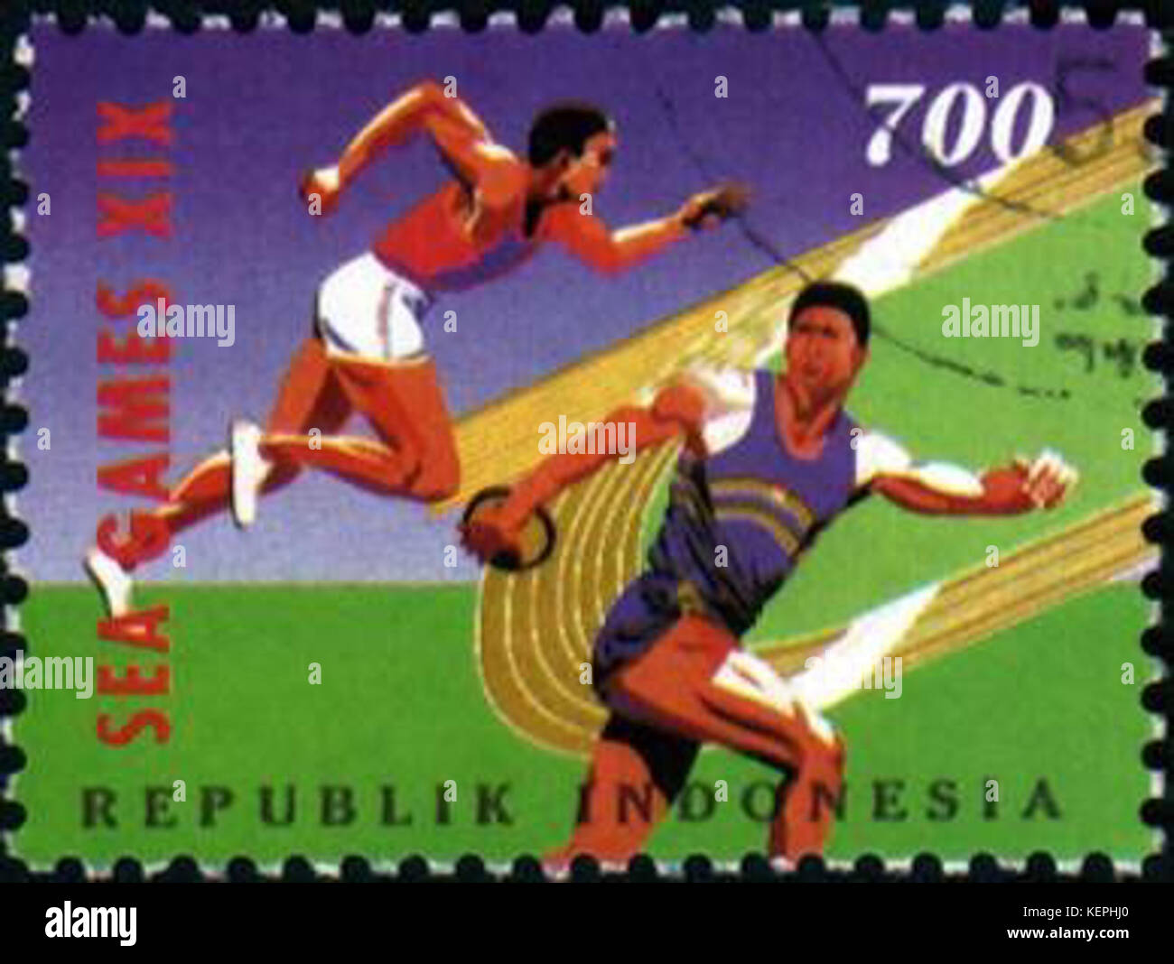 Southeast Asian Games 1997 stamp of Indonesia 3 Stock Photo - Alamy