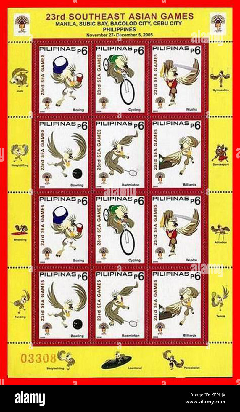 Southeast Asian Games 2005 stampsheet of the Philippines 4 Stock Photo ...