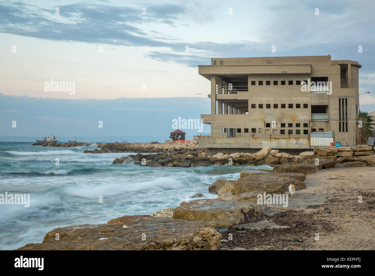View of the Bat-Galim beach promenade, and the old Casino building, at ...