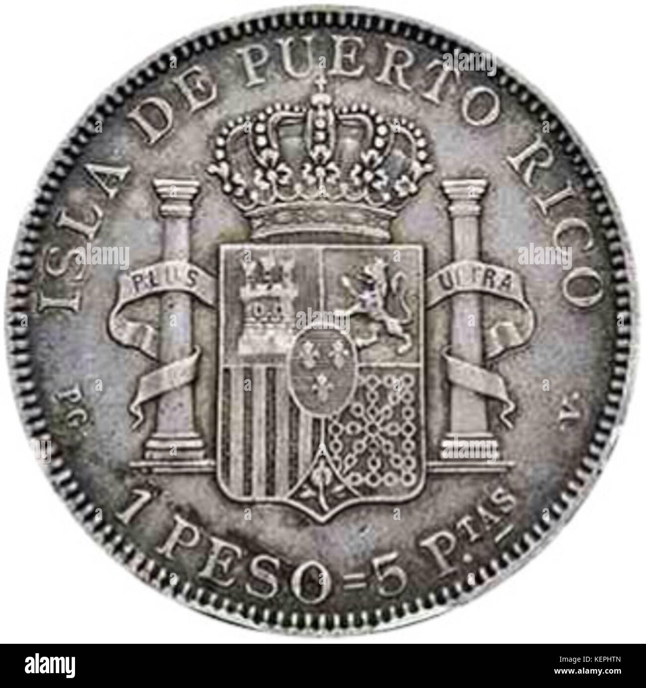 1895 Puerto Rico peso reverse Stock Photo - Alamy