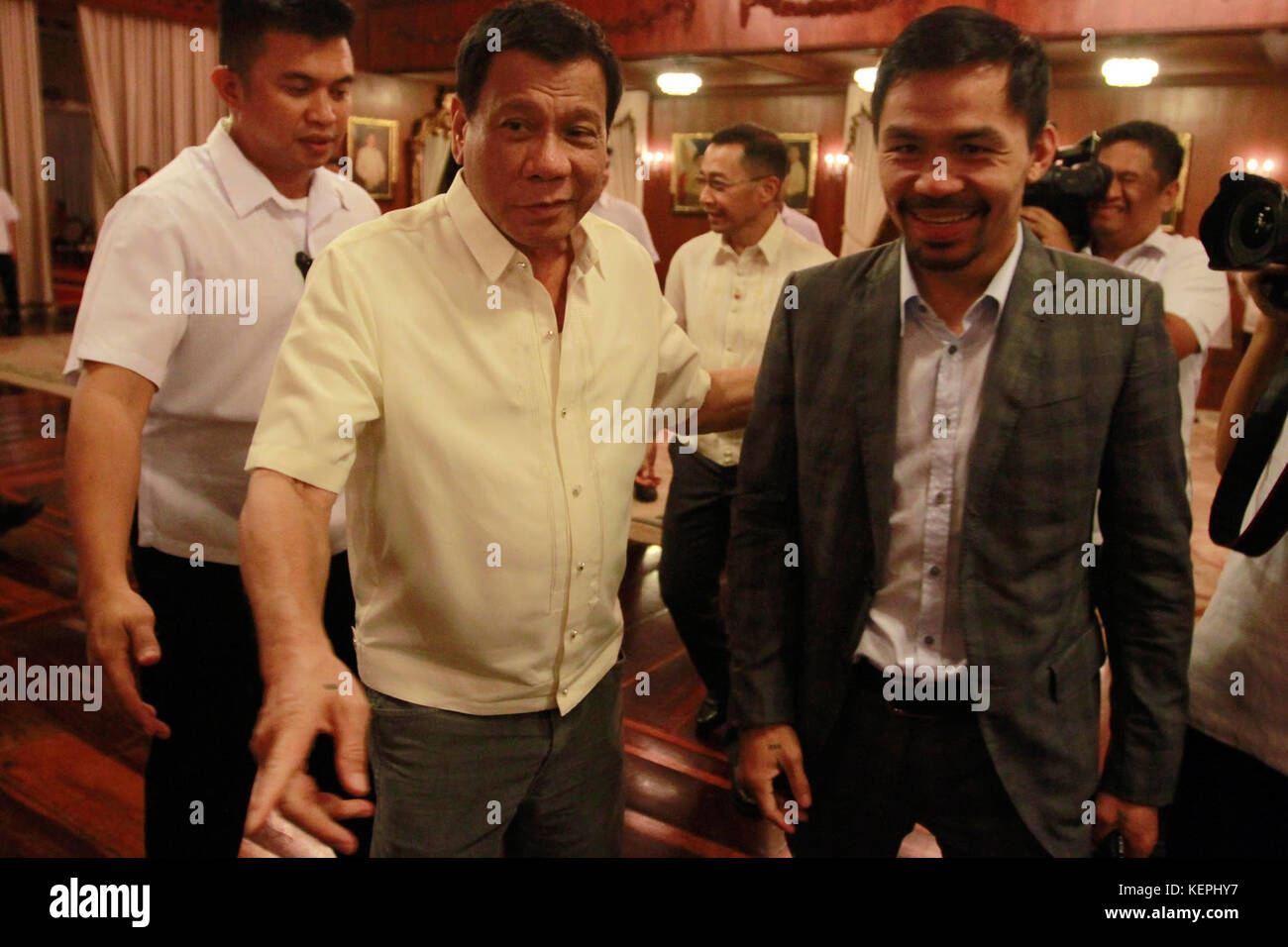 President Rodrigo R. Duterte with Senator Manny Pacquiao 080116 Stock ...