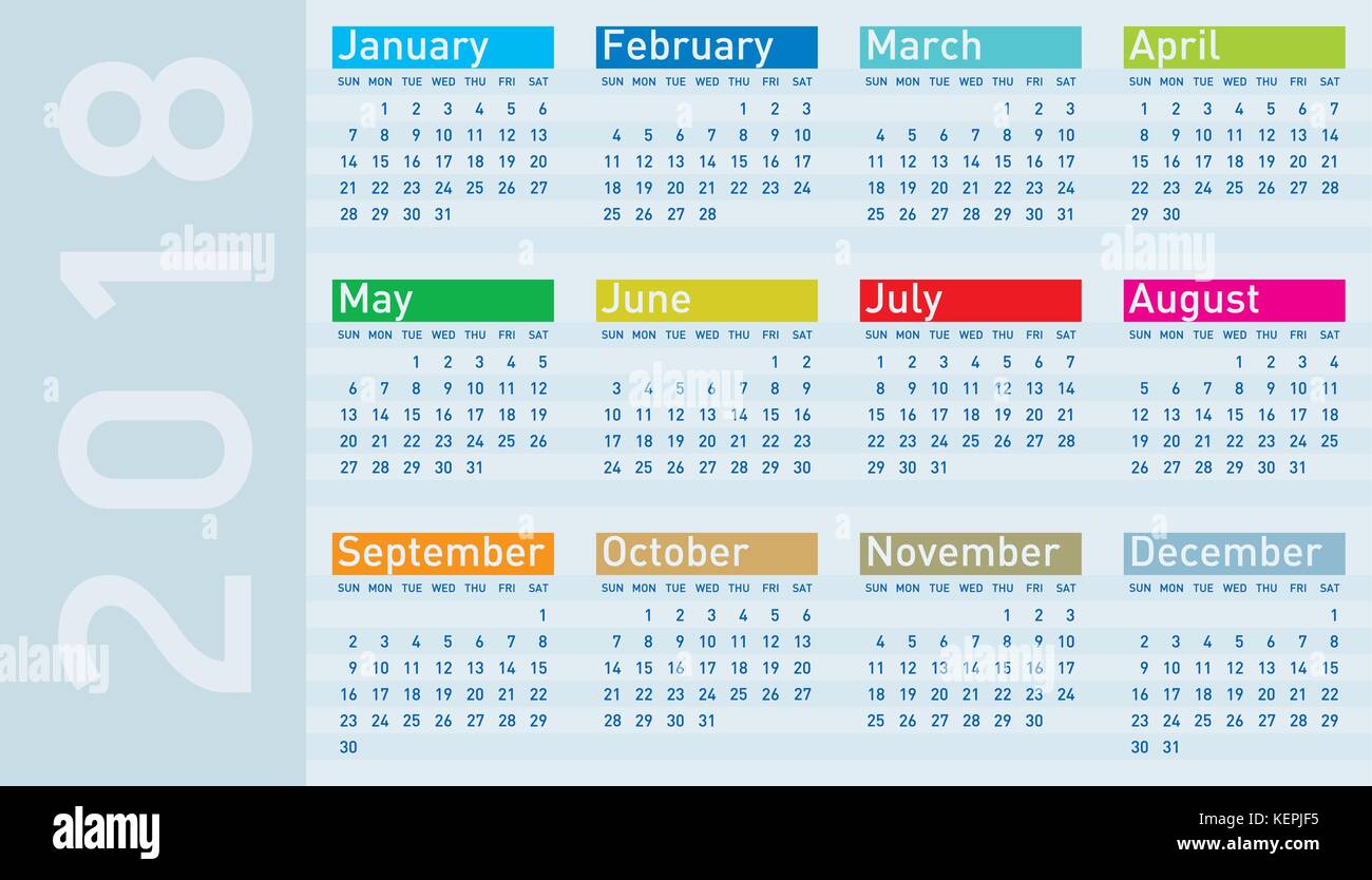 2018 year planner vector vectors hi-res stock photography and images ...