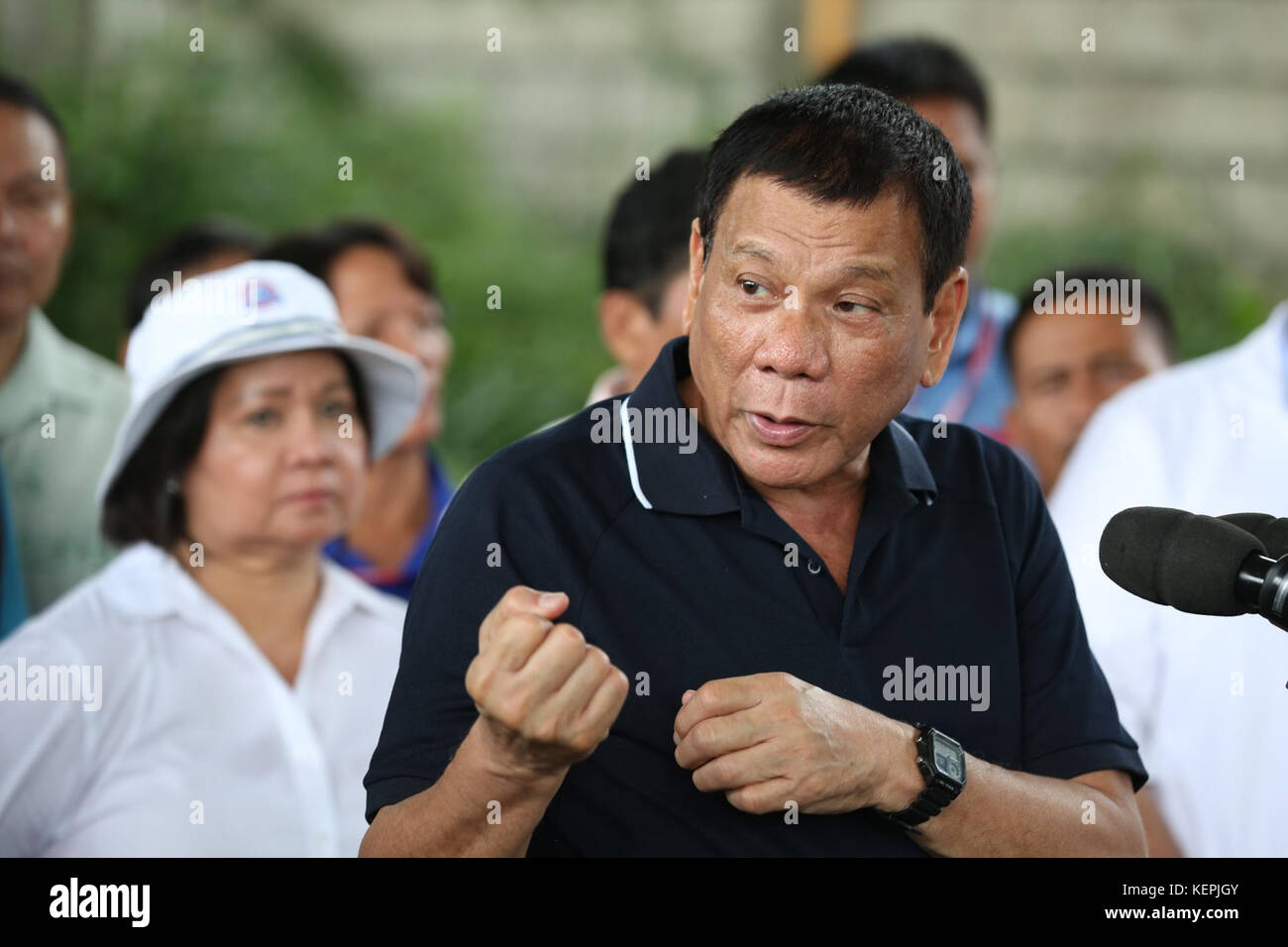 Rodrigo Duterte delivers his speech during his visit to the seized ...