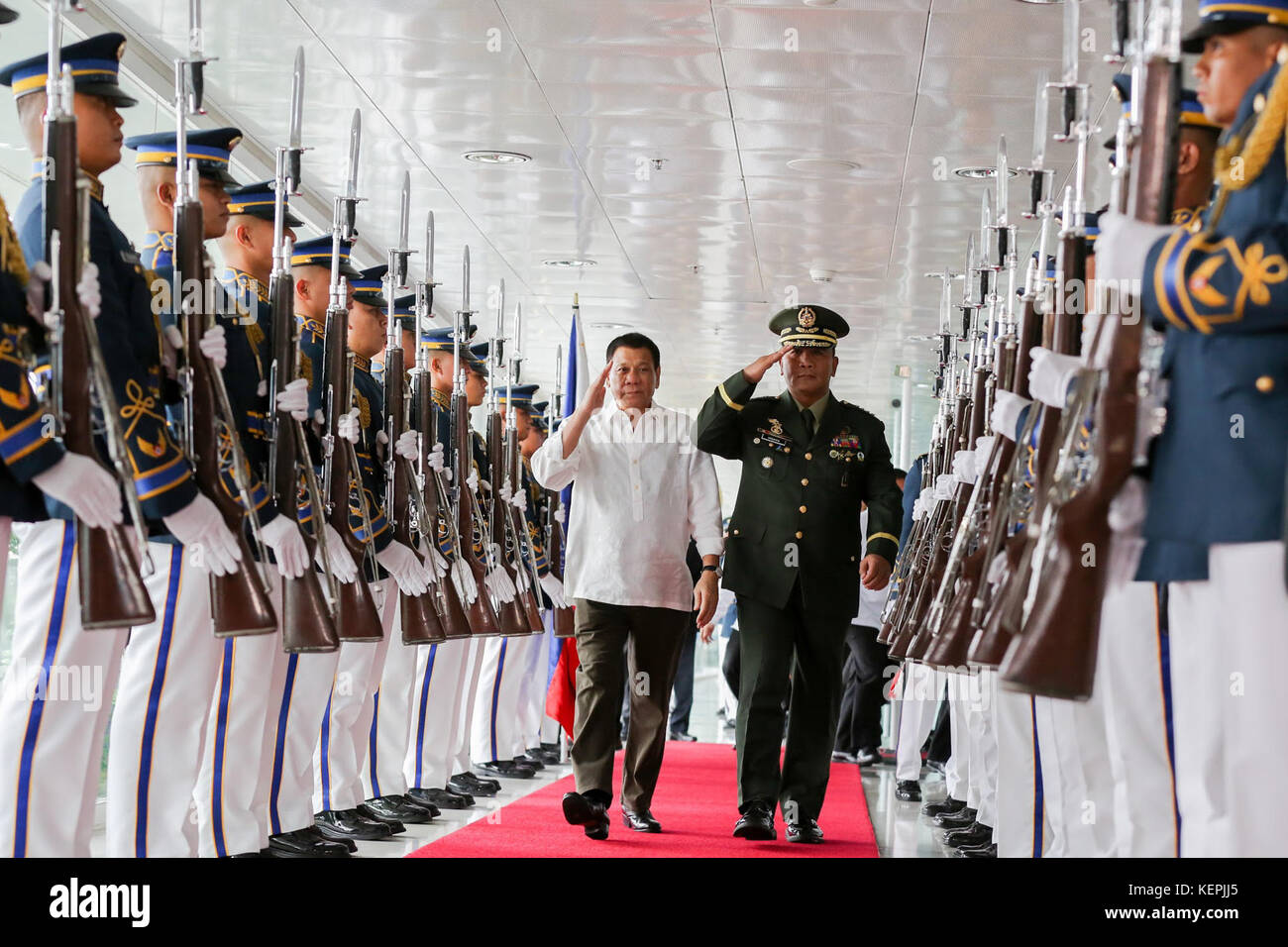 Rodrigo Duterte, accompanied by Armed Forces of the Philippines Chief ...