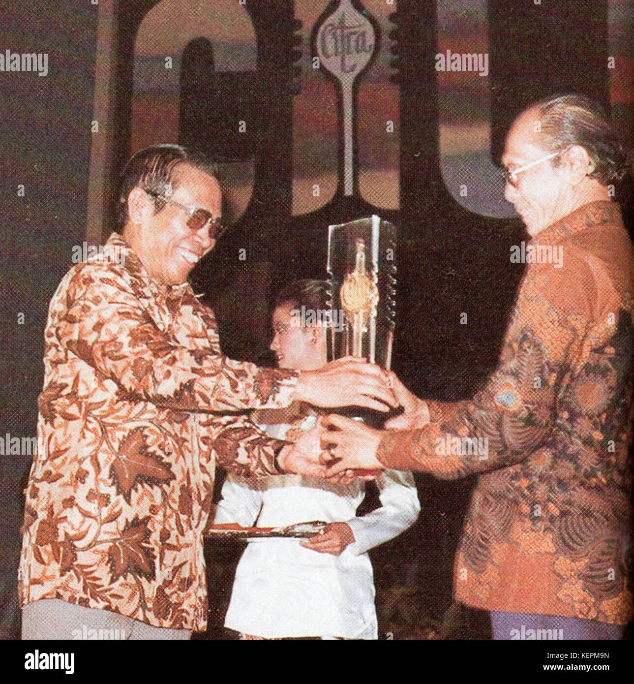 Ali Moertopo giving Citra to G Dwipayana, Festival Film Indonesia (1982 ...