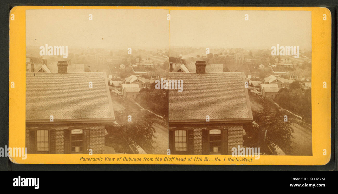 This panoramic view of Dubuque, captured by Samuel Root, offers a 19th ...