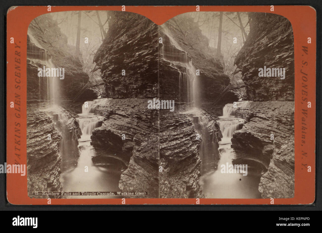 Rainbow falls and Triple cascade, Watkins Glen, by W. S. Jones Stock ...