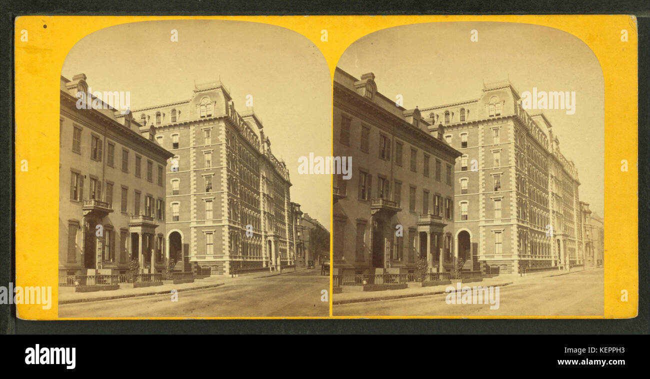 This stereoscopic photograph shows the St. James Hotel, taken by the ...