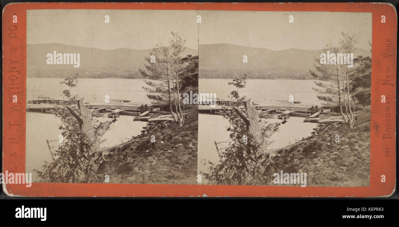 Steamboat dock at Lake George, N.Y. French Mountian in the distance ...