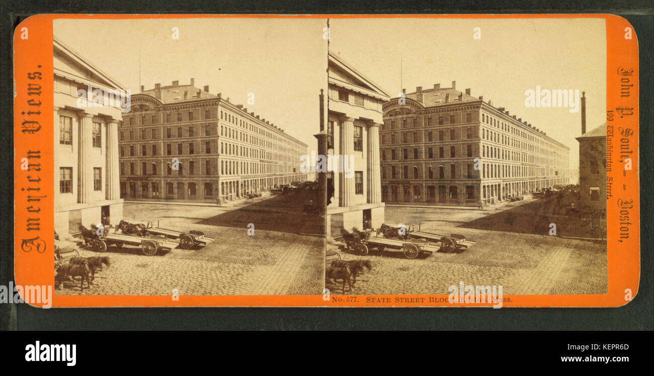 This photograph of the State Street block in Boston, taken by John P ...