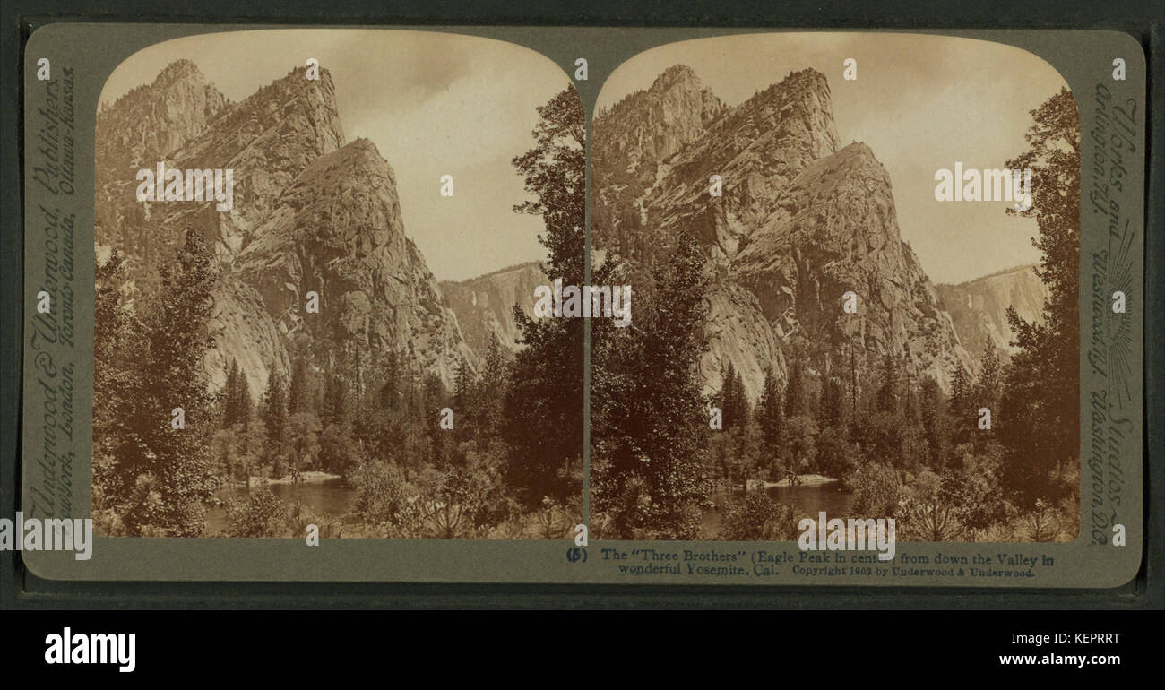 This photograph captures the iconic Three Brothers rock formation in ...
