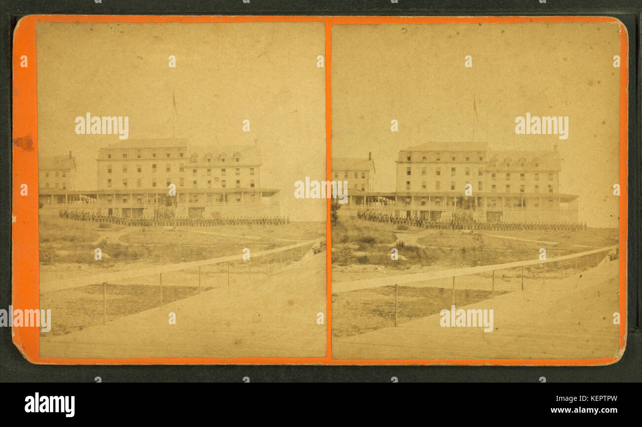 View of large beach houses, headstones in foreground, by H. P. McIntosh ...