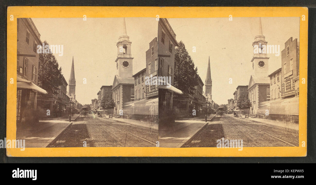 This stereoscopic image captures Westminster Street in Providence ...