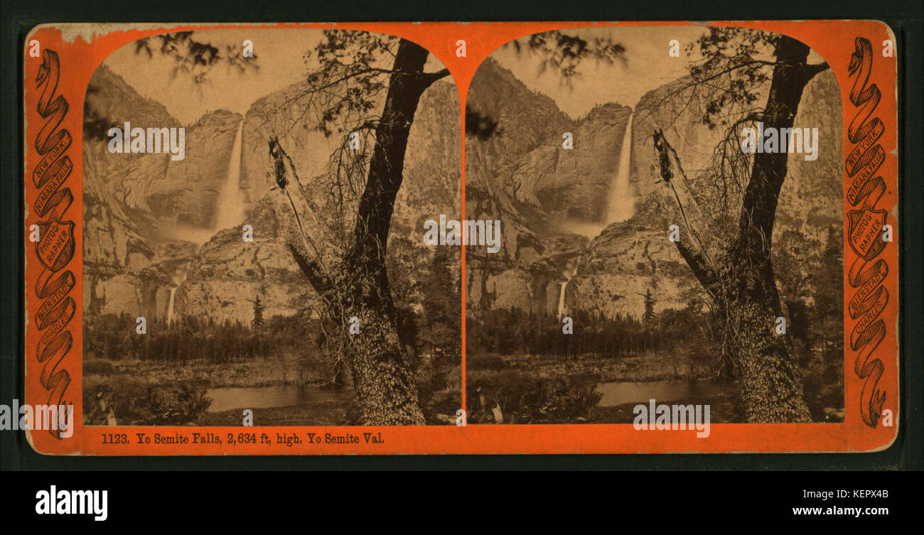 Yo Semite Falls, 2,634 feet high, Yo Semite Val, by Bierstadt, Charles ...