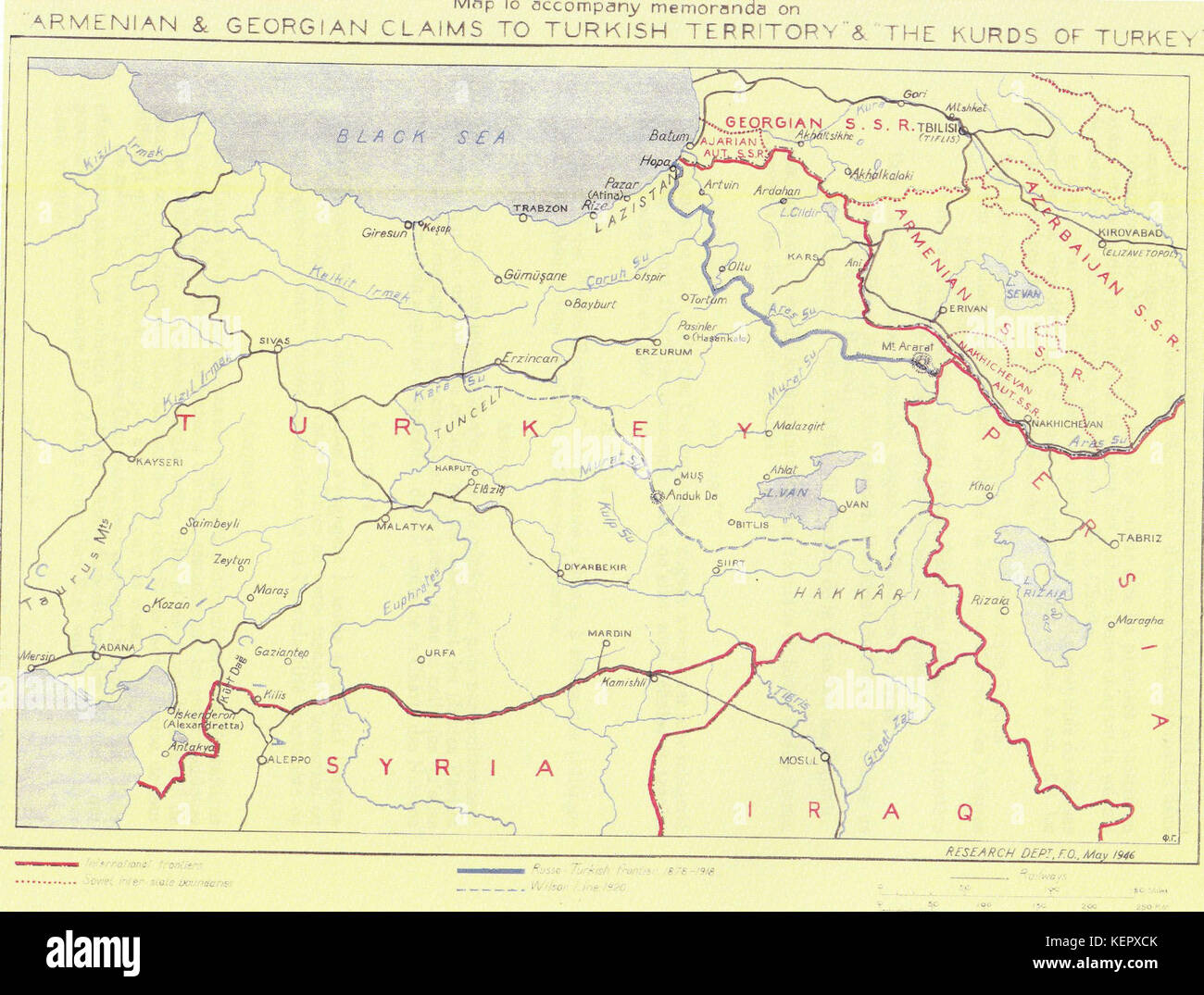 Armenian and Georgian claims to Turkish Territory, map done by British ...