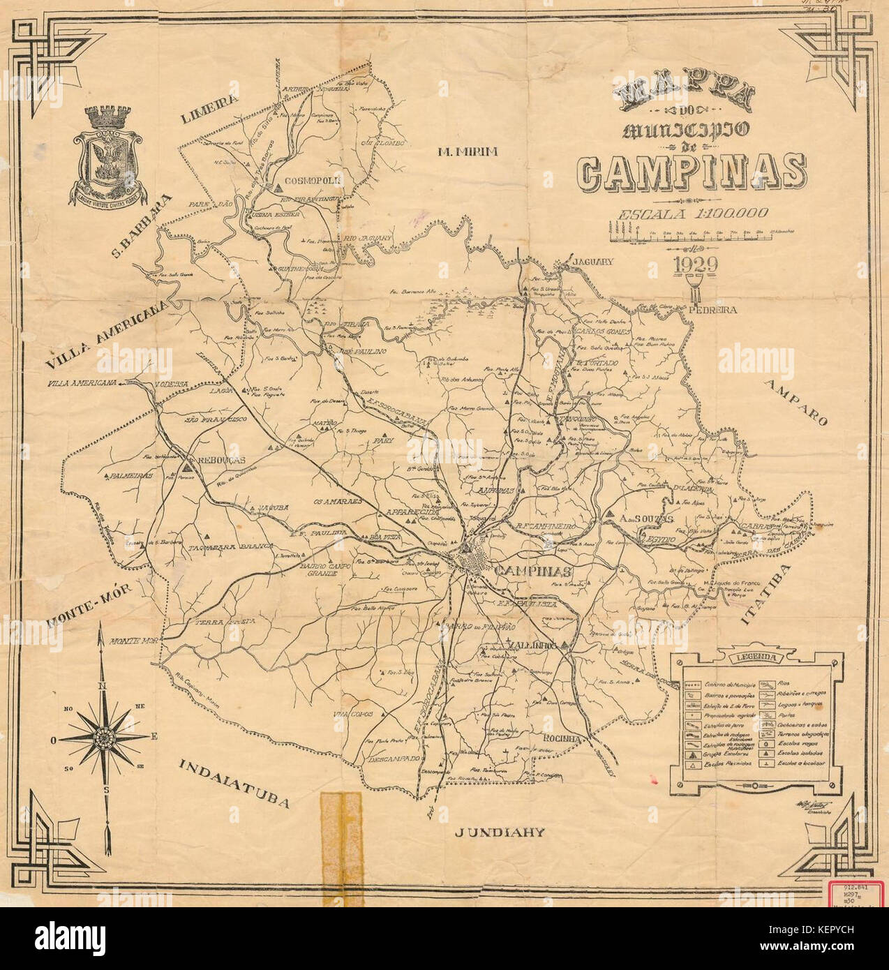 Mapa de Campinas de 1929 Stock Photo - Alamy