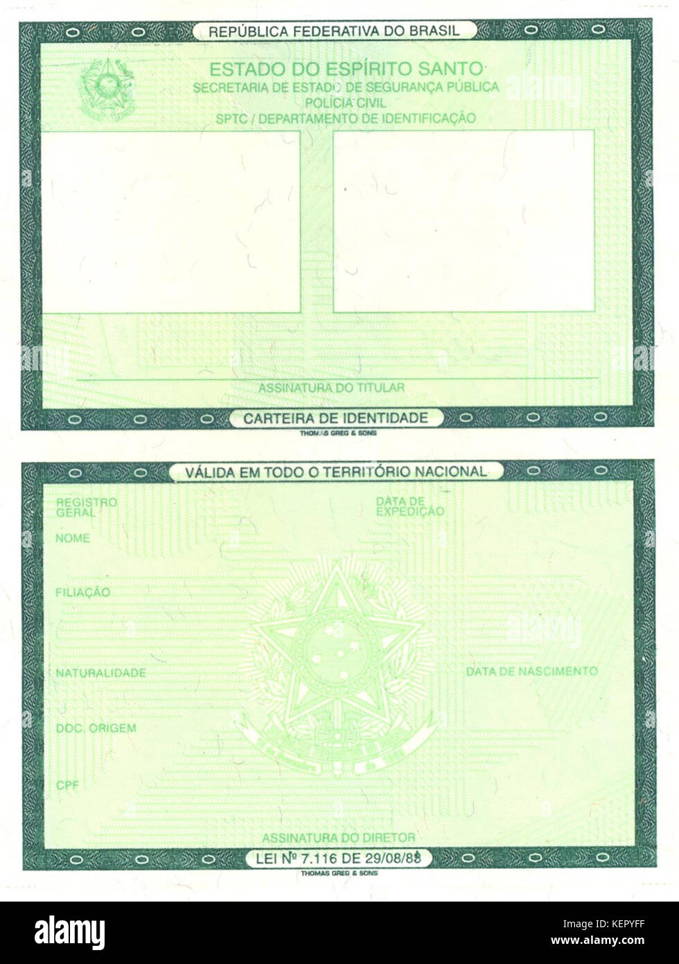 Modelo da nova carteira de identidade brasileira Stock Photo - Alamy