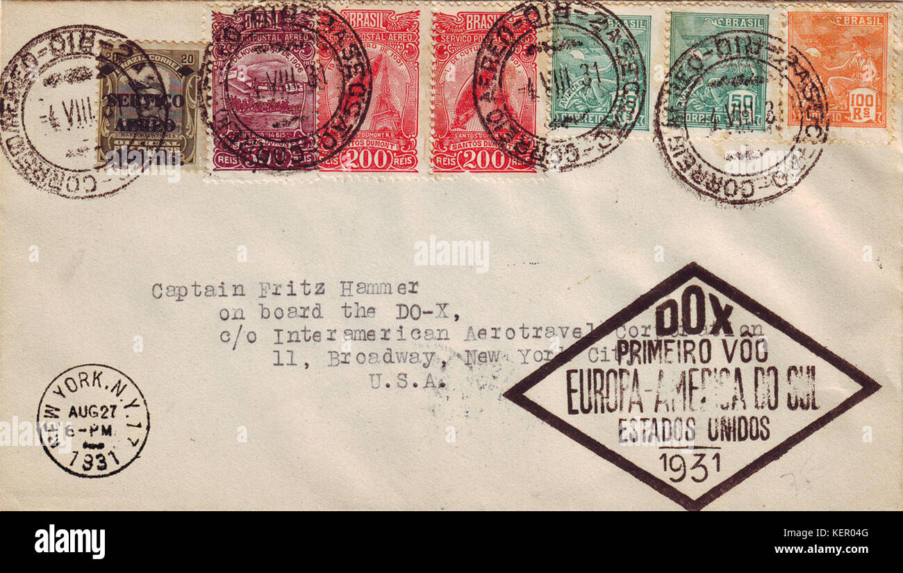 Dornier DO X Rio New York First Flight Cover 1931 Stock Photo - Alamy