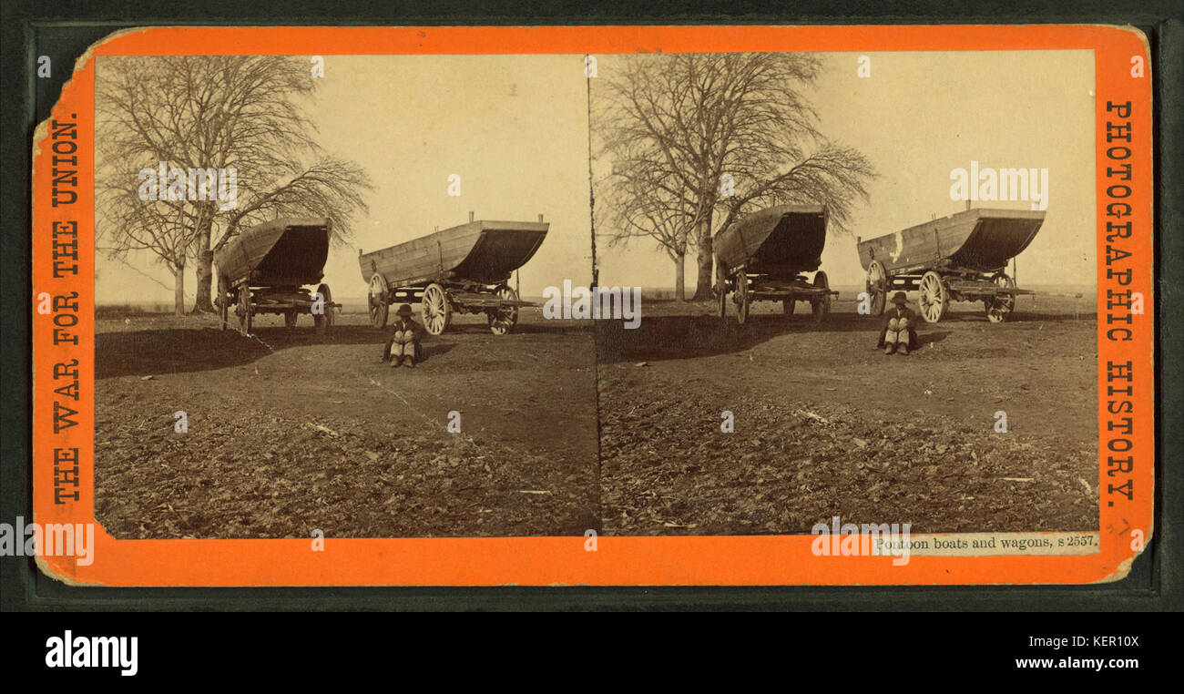 Pontoon boats and wagons, by Taylor & Huntington Stock Photo - Alamy