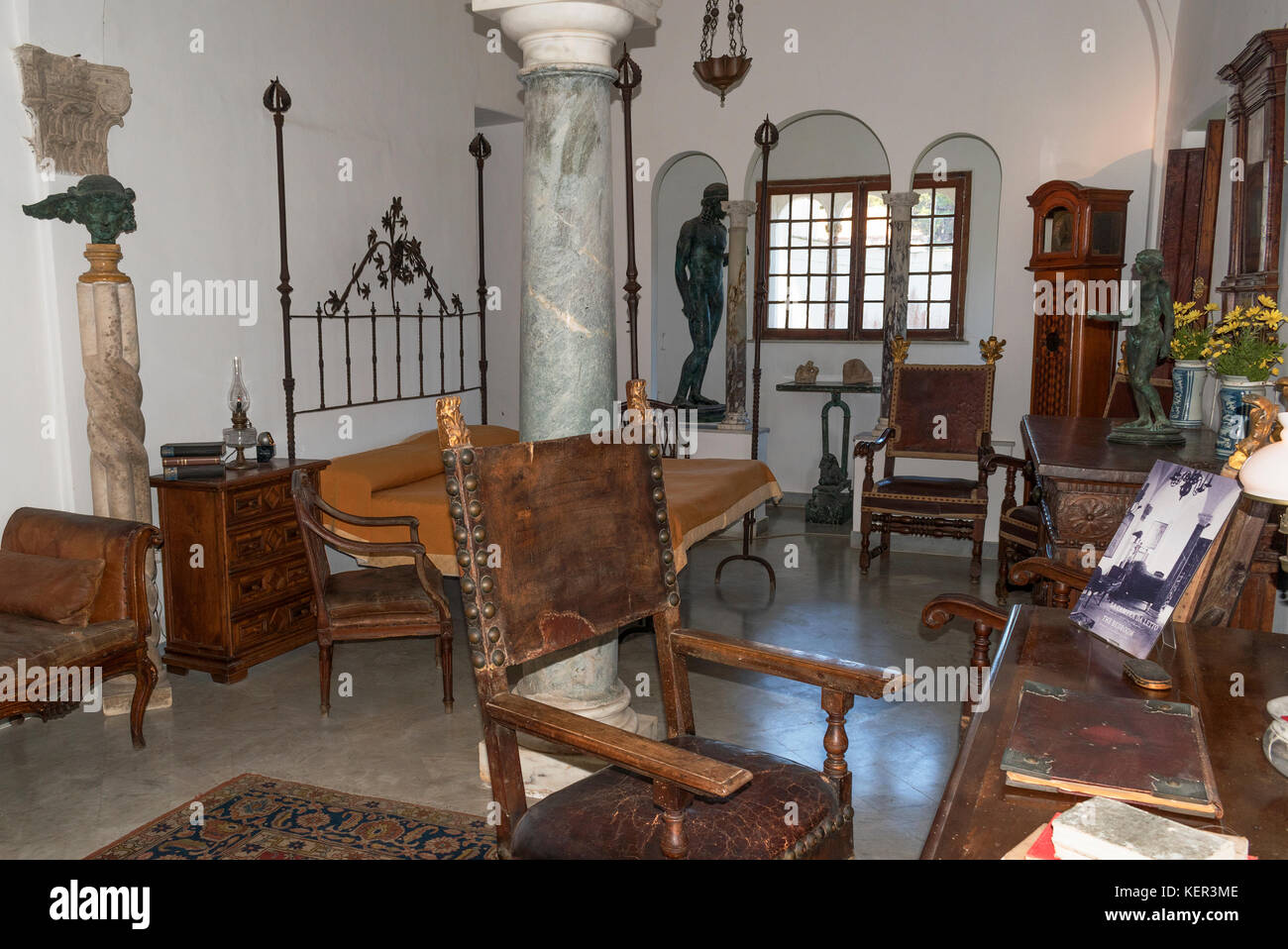 the bedroom and study of axel munthe in his home, villa san michele on ...