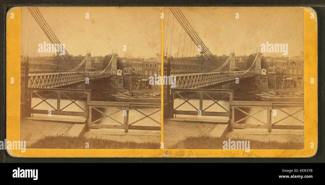 The suspension bridge in Philadelphia, photographed by the Kilburn ...