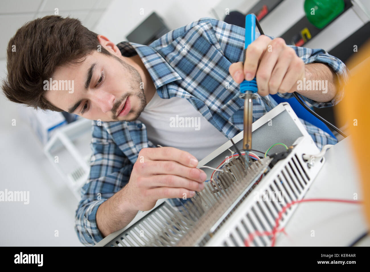 young worker metal welding Stock Photo - Alamy