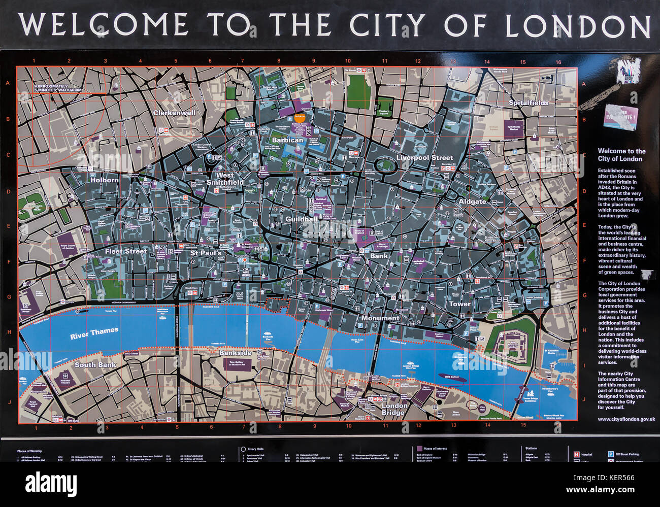 City of London Tourist Map in London Stock Photo - Alamy