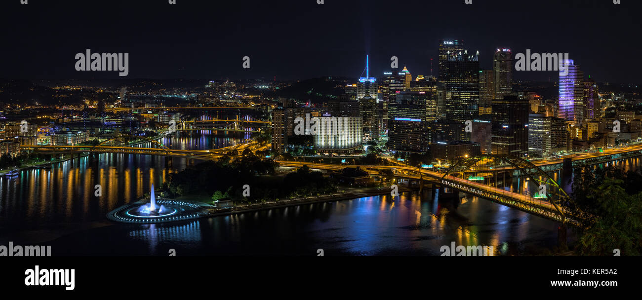 The Pittsburgh skyline taken at night from the top of the Duquesne ...