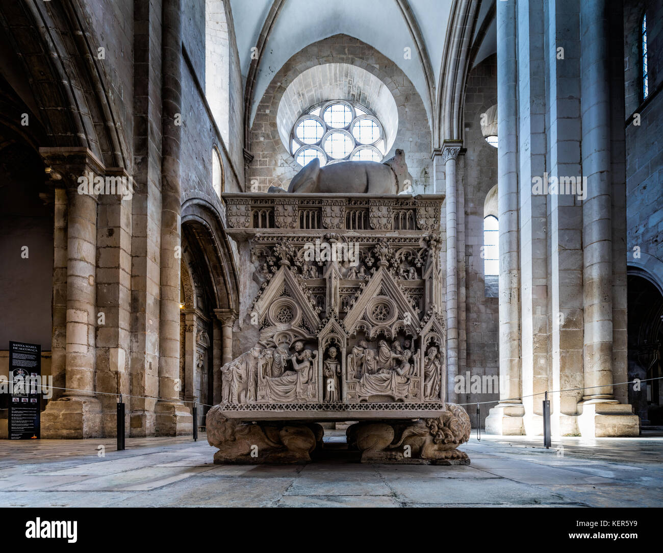 Medieval tomb of King Pedro I of Portugal, decorated with reliefs ...