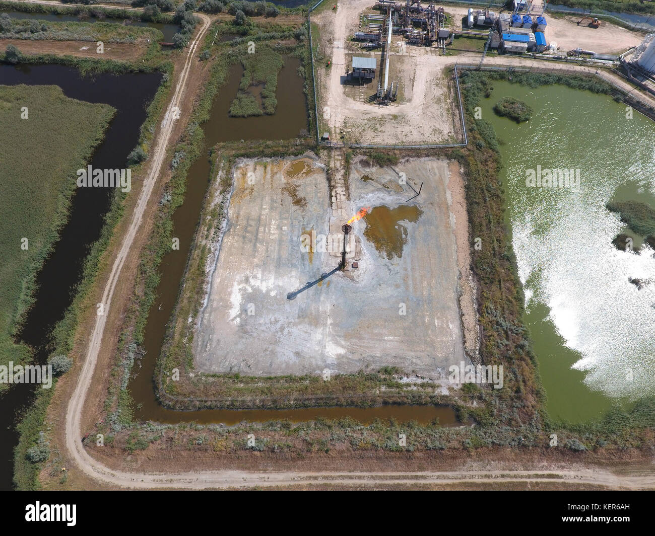 Top view of the equipment for oil separation. Equipment for the drying ...
