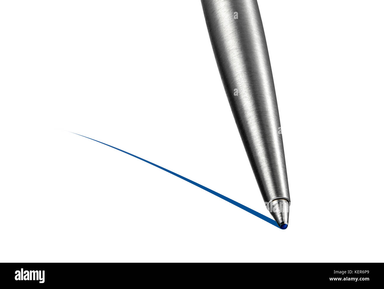 Conceptual photo illustration of ball point pen close up as it traces ...