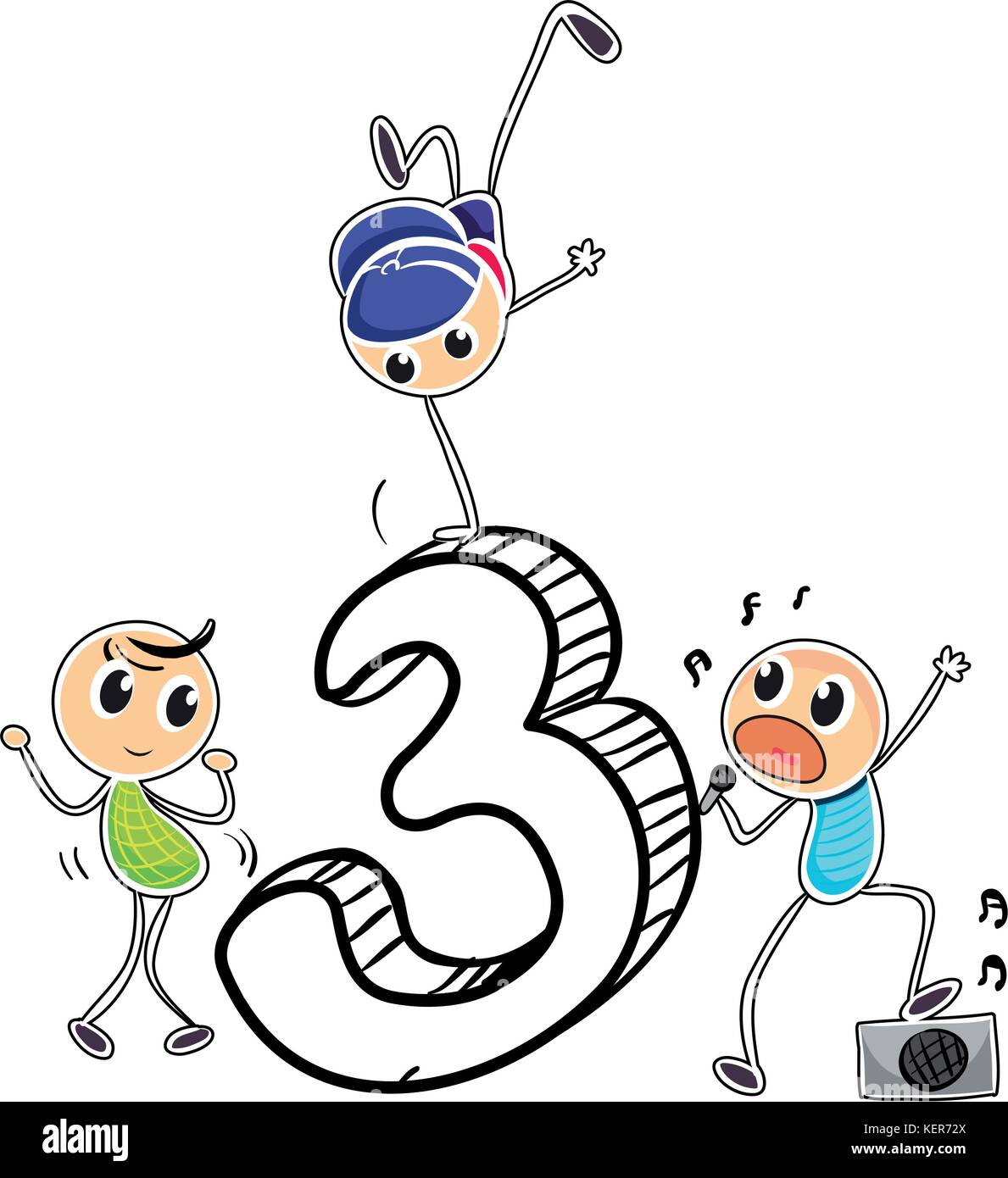 illustration of a flashcard number three Stock Vector Image & Art - Alamy