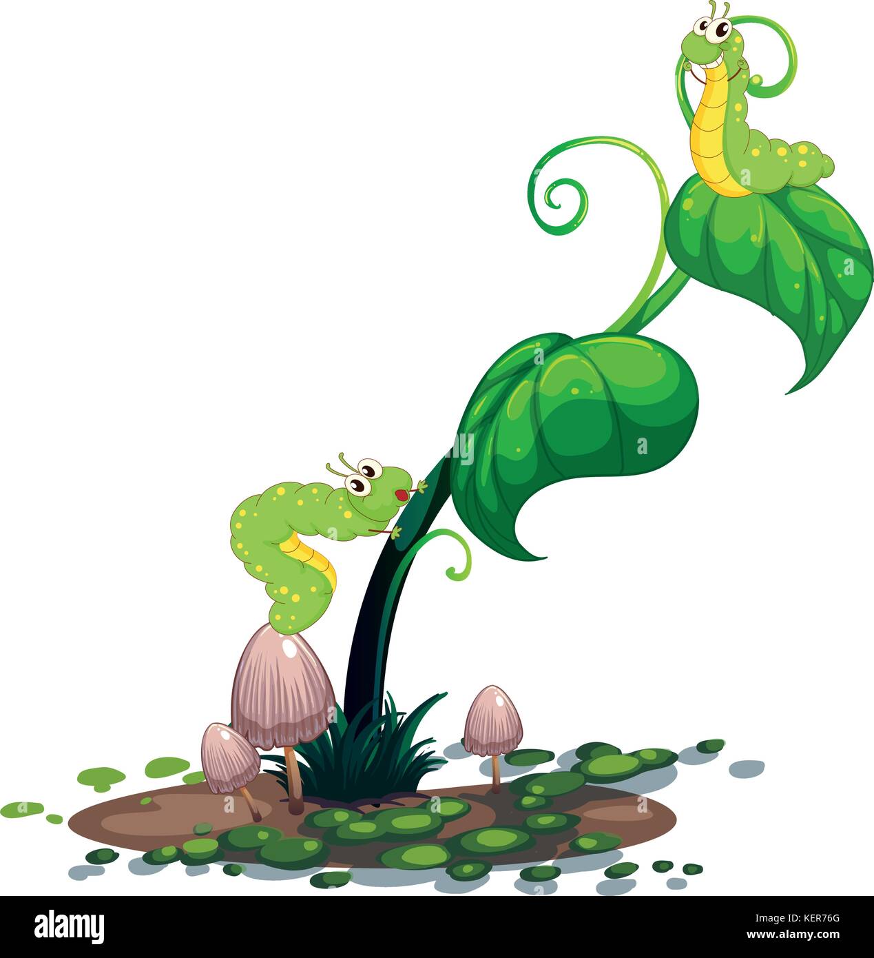 Caterpillars on leaves Stock Vector Images - Alamy