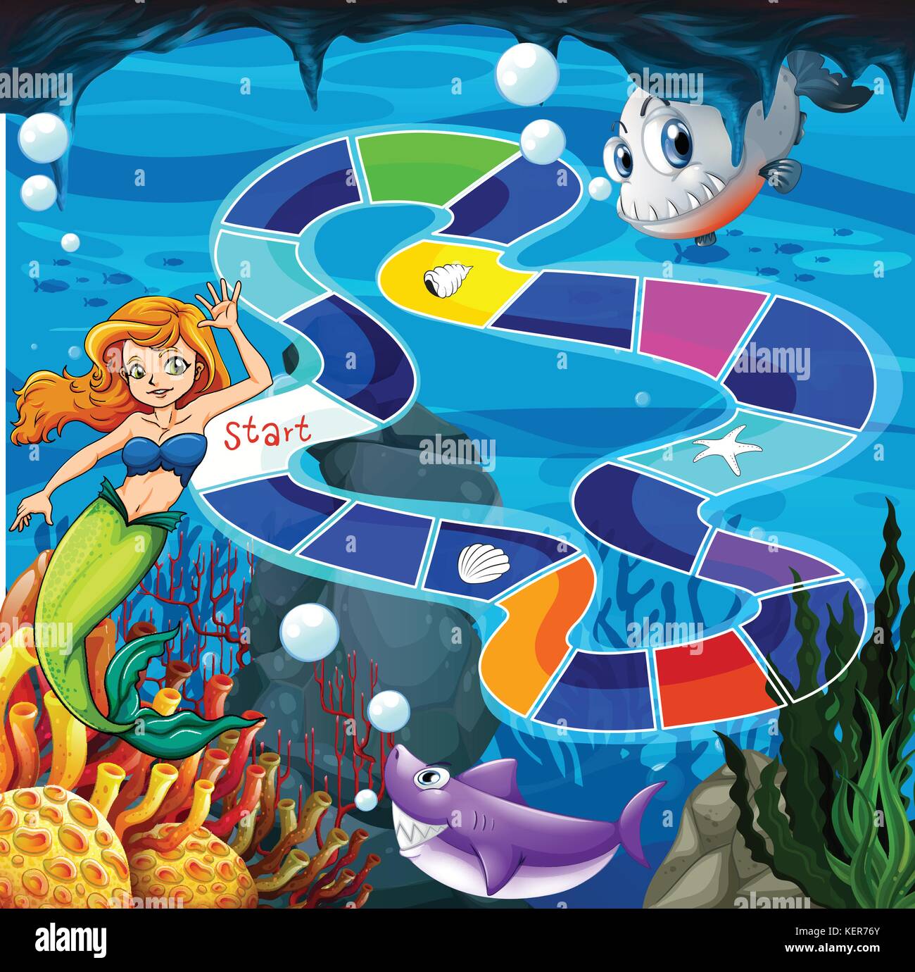 Board game with mermaid theme Stock Vector Image & Art - Alamy