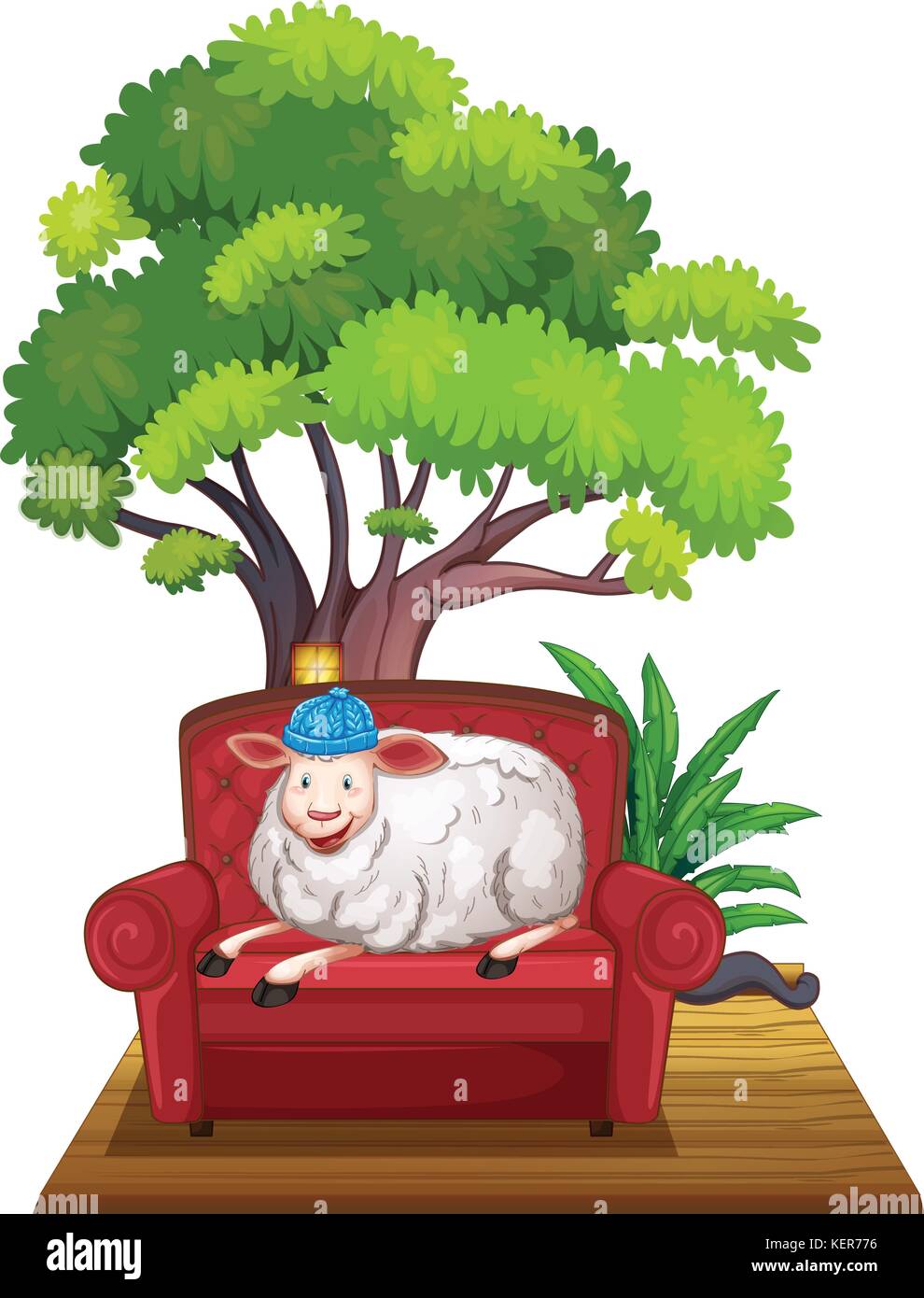 Illustration of a sheep sitting on a sofa Stock Vector Image & Art - Alamy