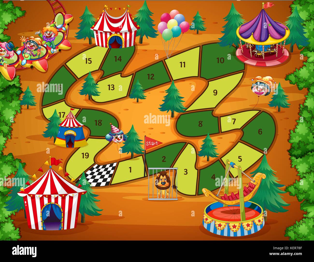 Boardgame with numbers and circus theme Stock Vector Image & Art - Alamy