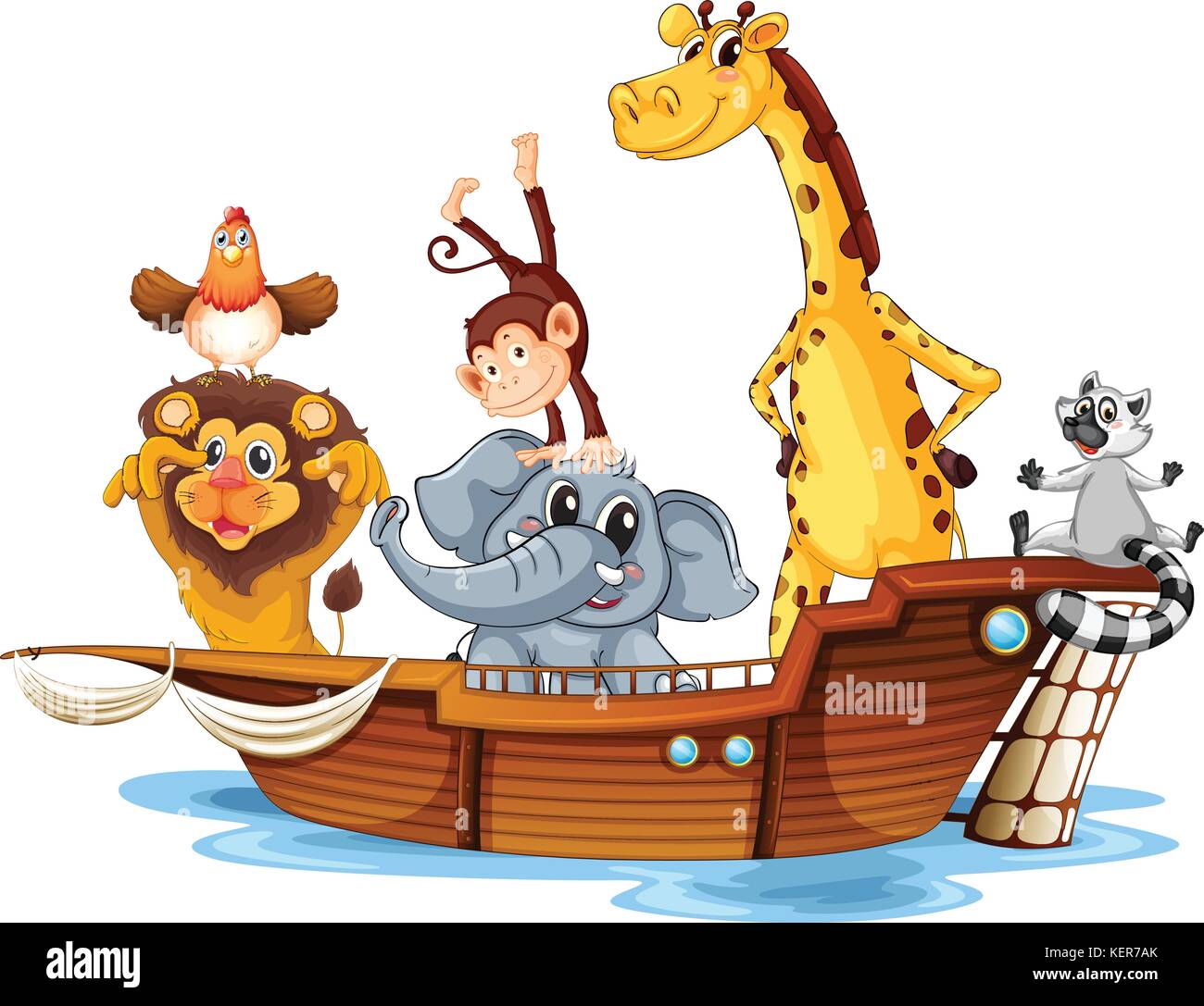 Ilustration of arc aminals on a boat Stock Vector Image & Art - Alamy