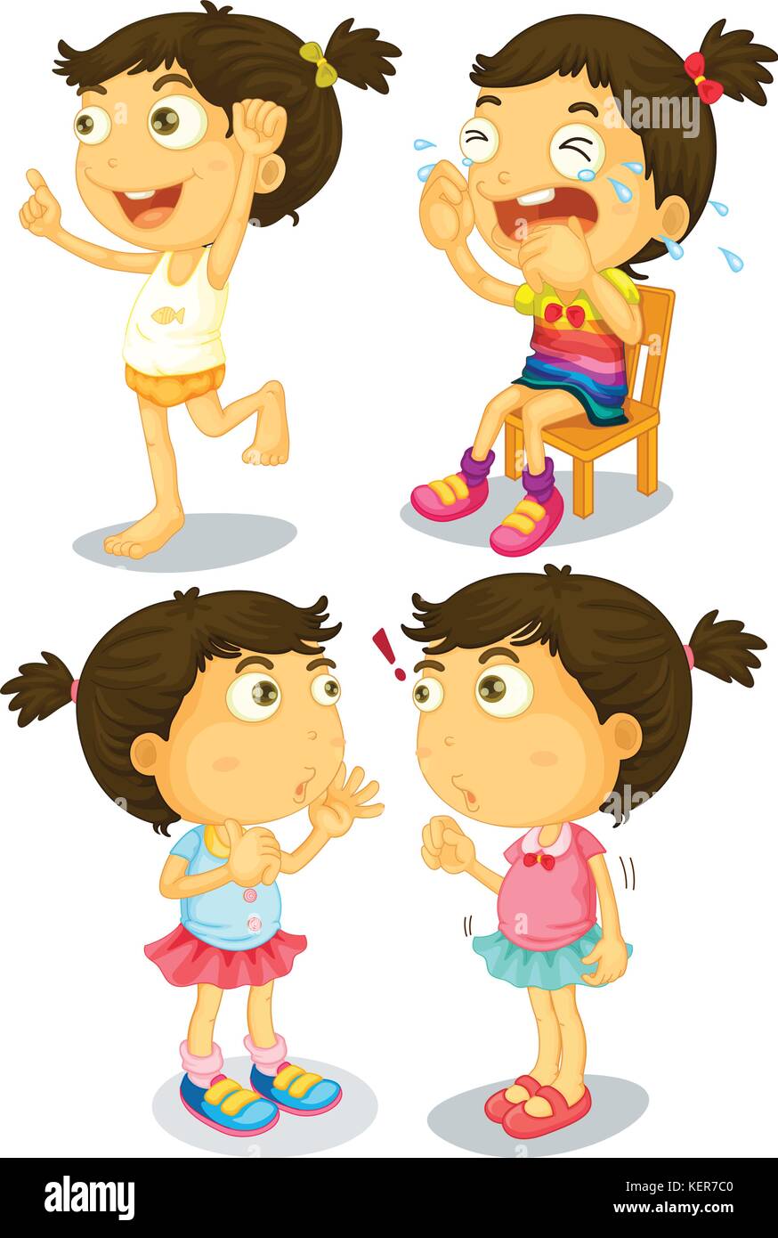 Illustration of a set of girl with many actions Stock Vector Image ...
