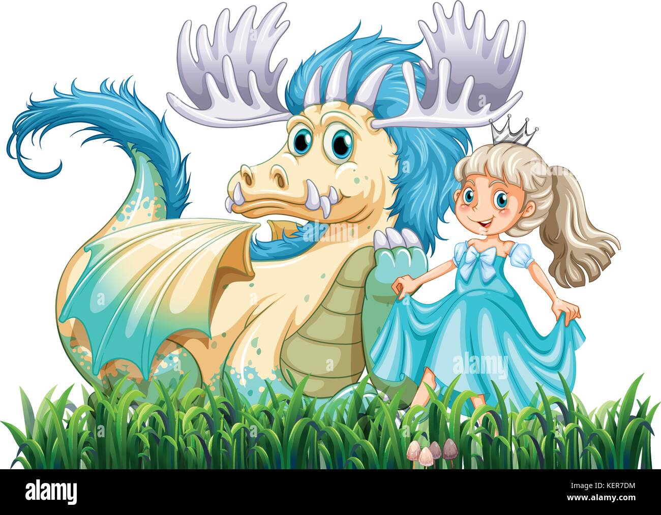 Illustration of a dragon and a princess Stock Vector Image & Art - Alamy