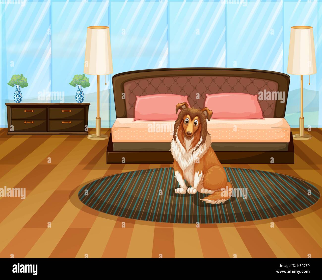 Fluffy dog sitting in Stock Vector Images - Alamy