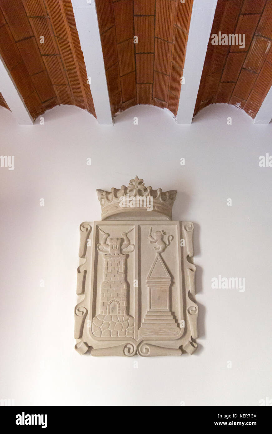 Coat of arms of Almansa, Castilla-La Mancha, Spain Stock Photo - Alamy