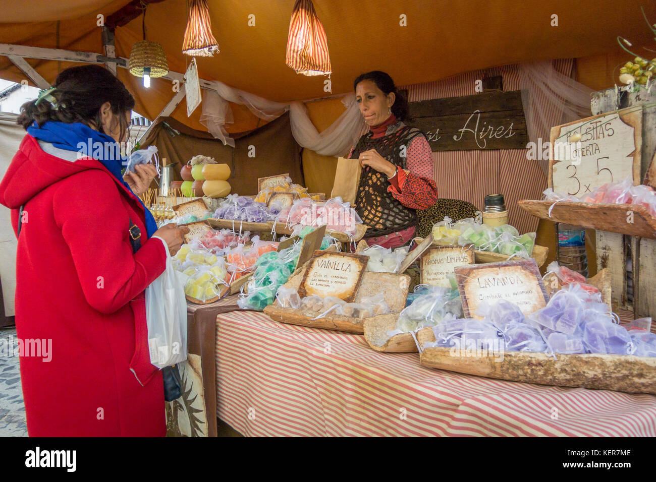 Market stall selling soap hi-res stock photography and images - Alamy