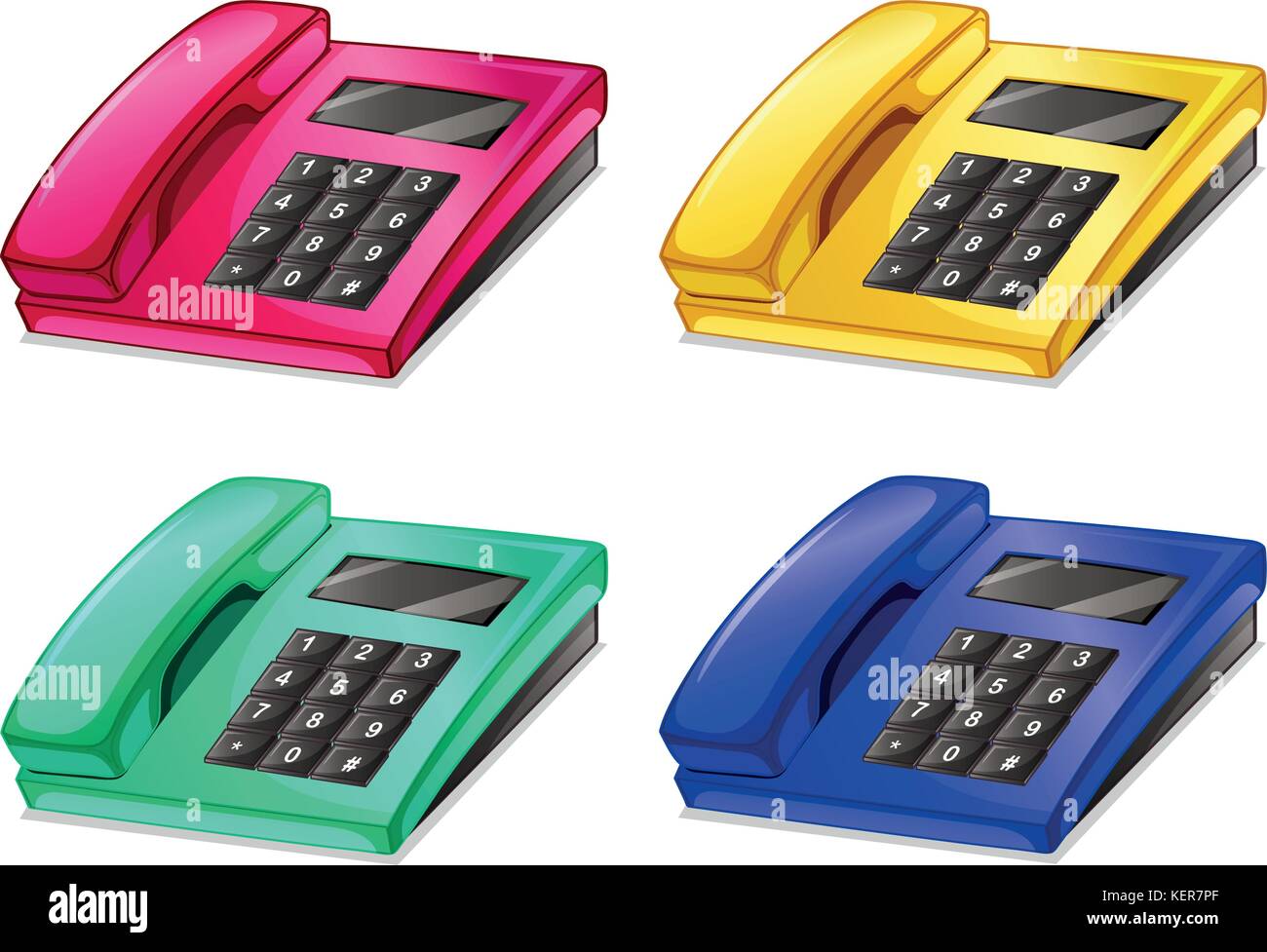 Illustration of different color telephones Stock Vector Image & Art - Alamy