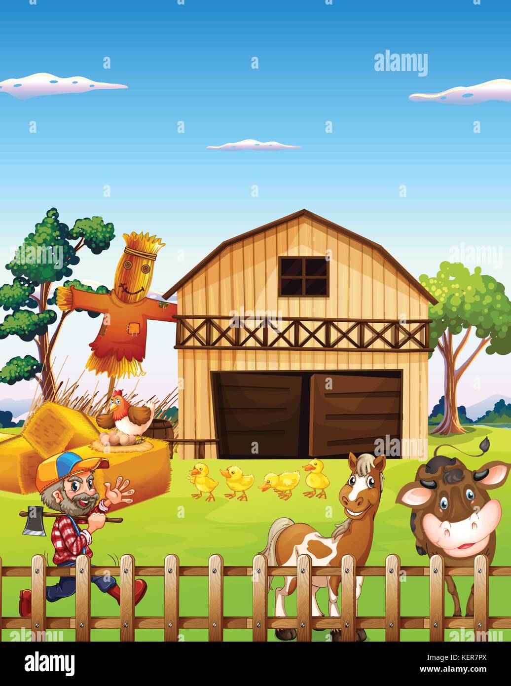 Cartoon rural scene farm animals hi-res stock photography and images ...