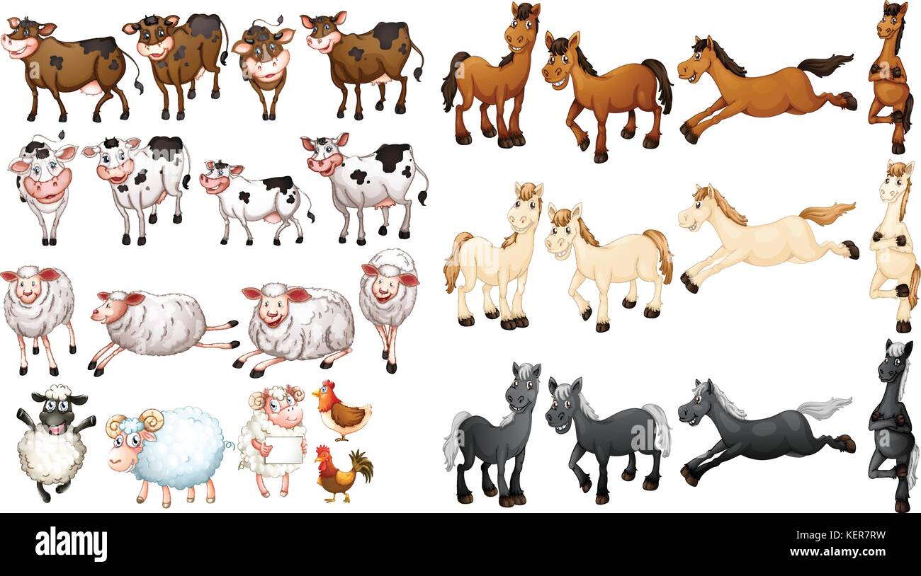 Illustraion of many type of farm animals Stock Vector Image & Art - Alamy