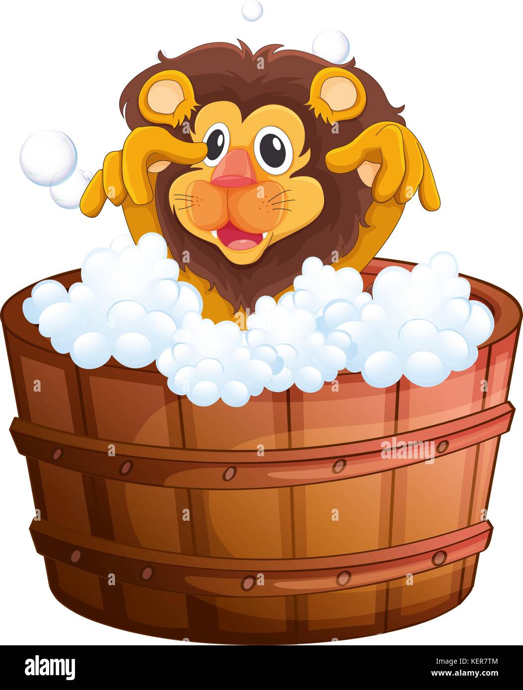 Illustration of a lion at the bathtub on a white background Stock ...