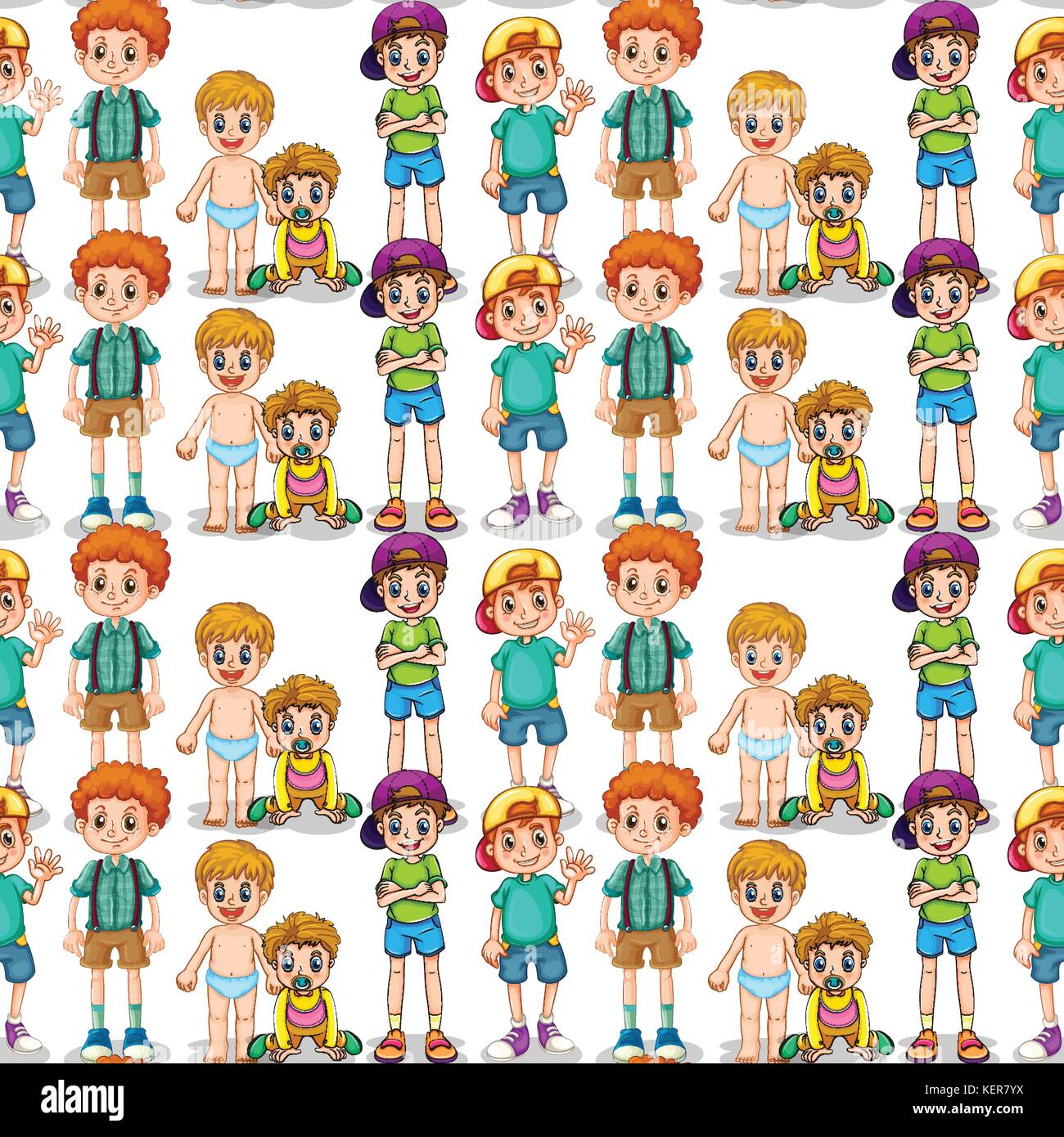 Illustration of seamless young boys Stock Vector Image & Art - Alamy