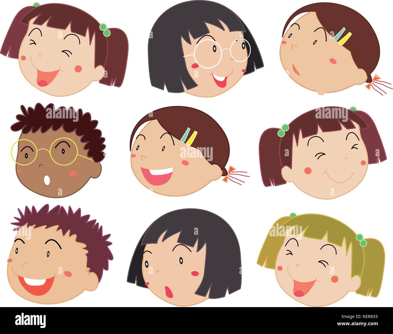 Illustration of different facial expression of boys and girls Stock ...