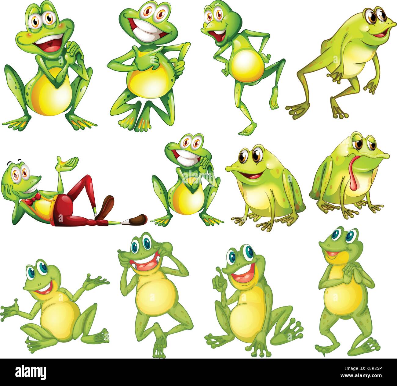Illustration of different positions of frogs Stock Vector Image & Art ...
