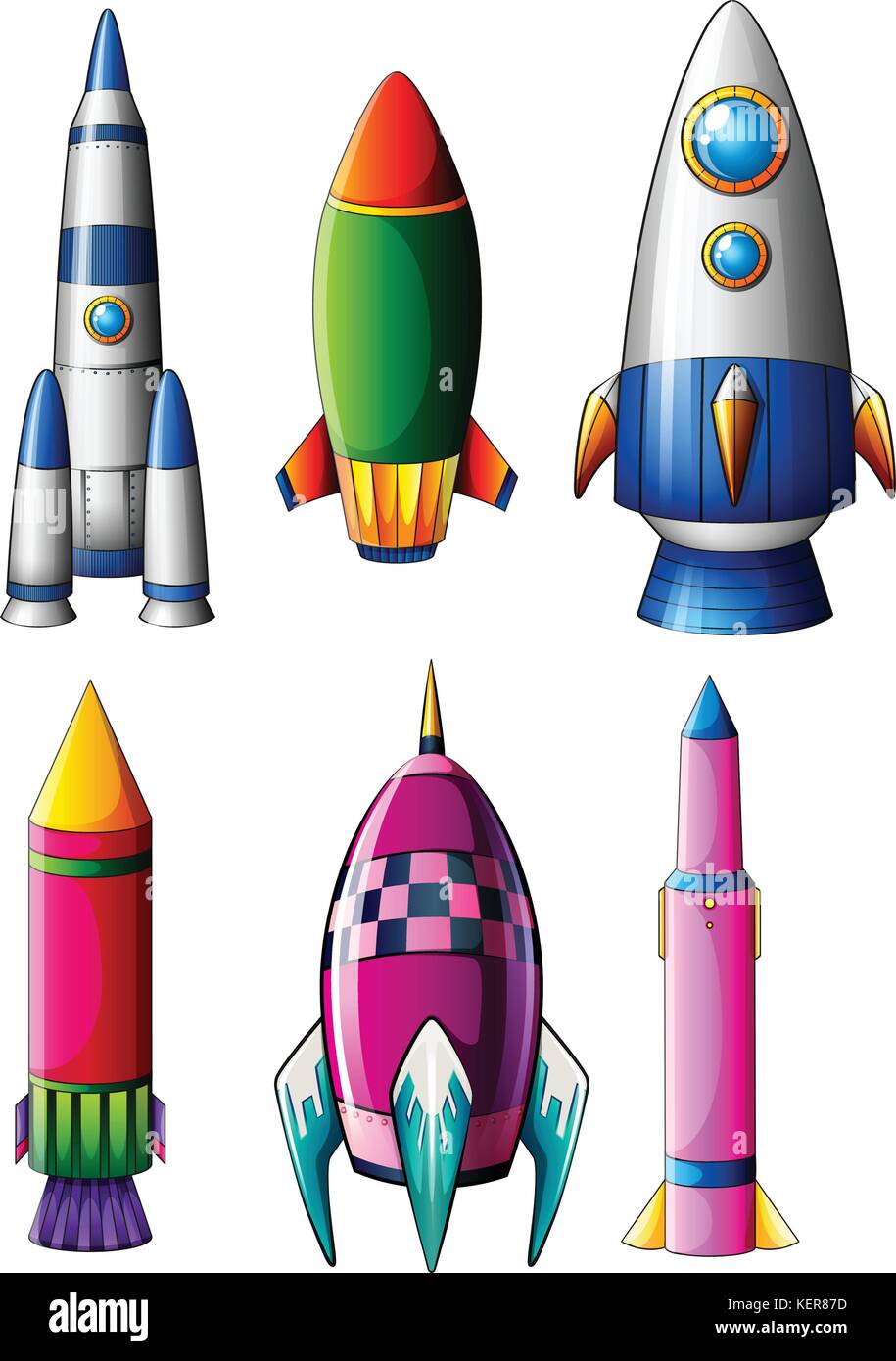 Illustration of the different rocket designs on a white background ...